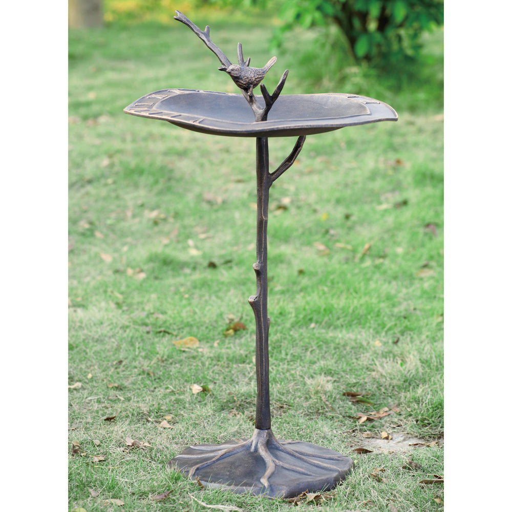SPI Home Bird on Branch Sundial Birdbath – Cast Metal Garden Accent fo ...