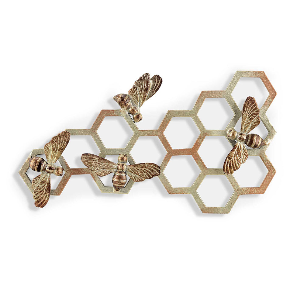 SPI Home Honeycomb and Bee Wall Plaques – Set of Gold Metal Nature-Ins ...