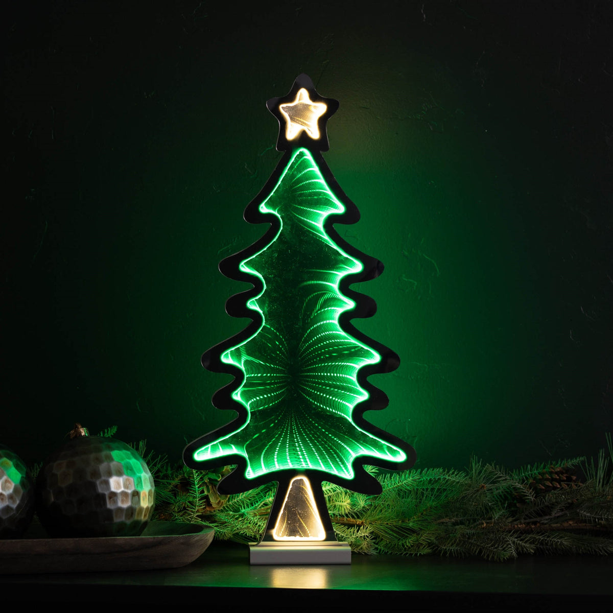 Infinity Light Christmas Tree 25"H Acrylic Display with Dual-Sided Sta ...