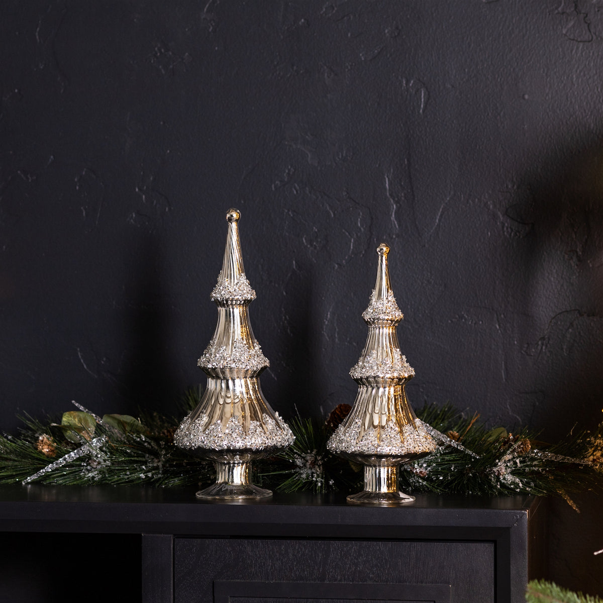 Christmas Tabletop Glass Trees with Beaded Detail by Melrose – Uber Bazaar