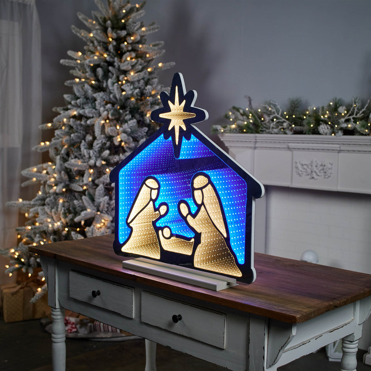 LED Nativity Scene Infinity Light Display – 24.5"H by Melrose – Uber Bazaar