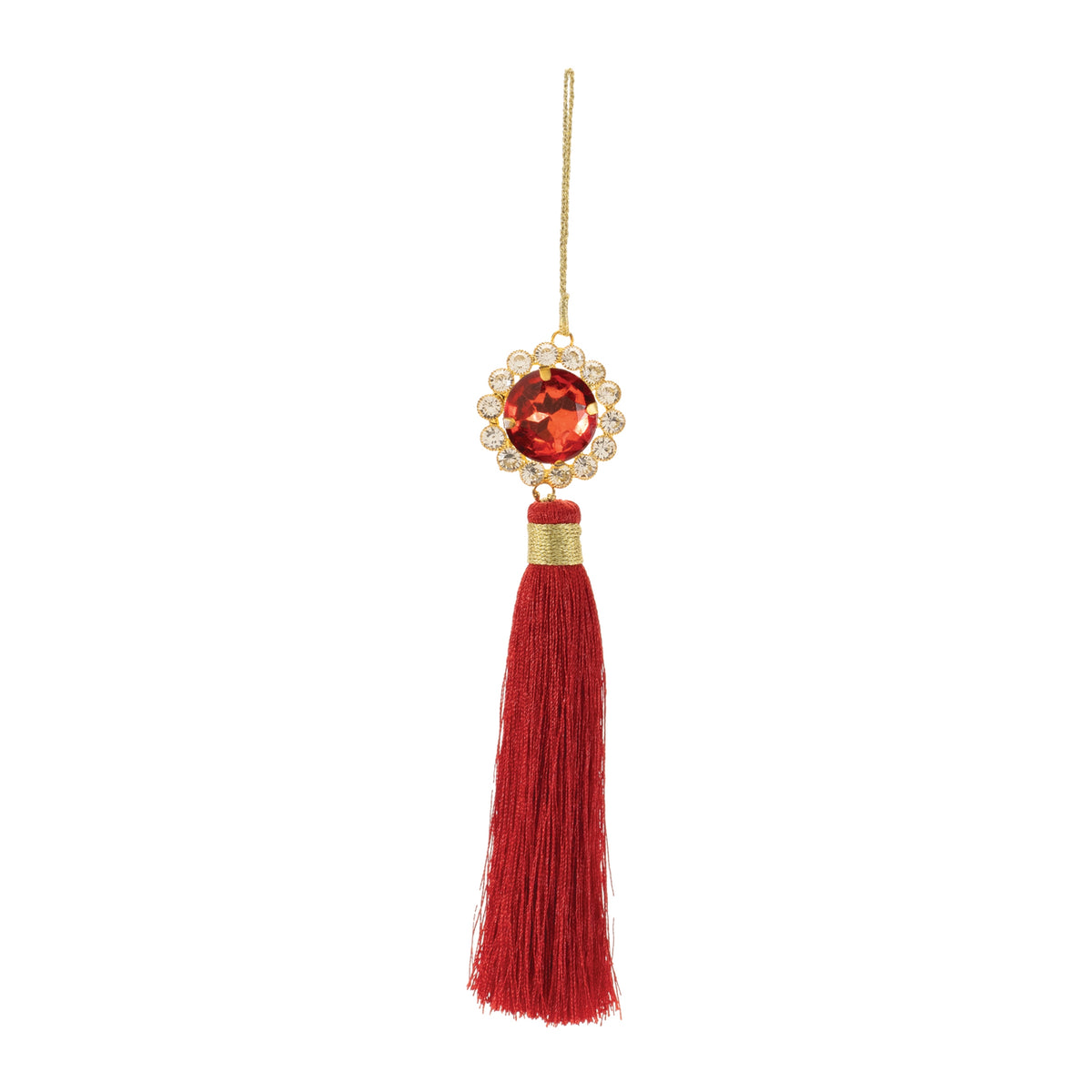 Christmas Glam Tassel Ornaments Red and Gold Tree Decorations – Set of ...