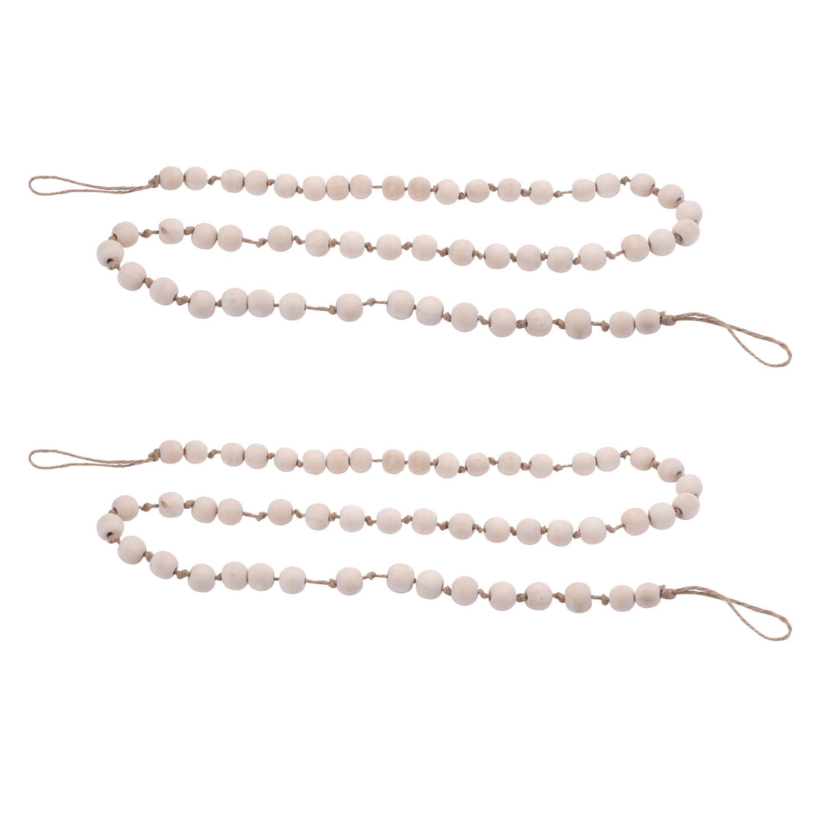 Wood Beaded Garland (Set of 2) – 5'L Beige Wood Christmas Decor by Mel ...