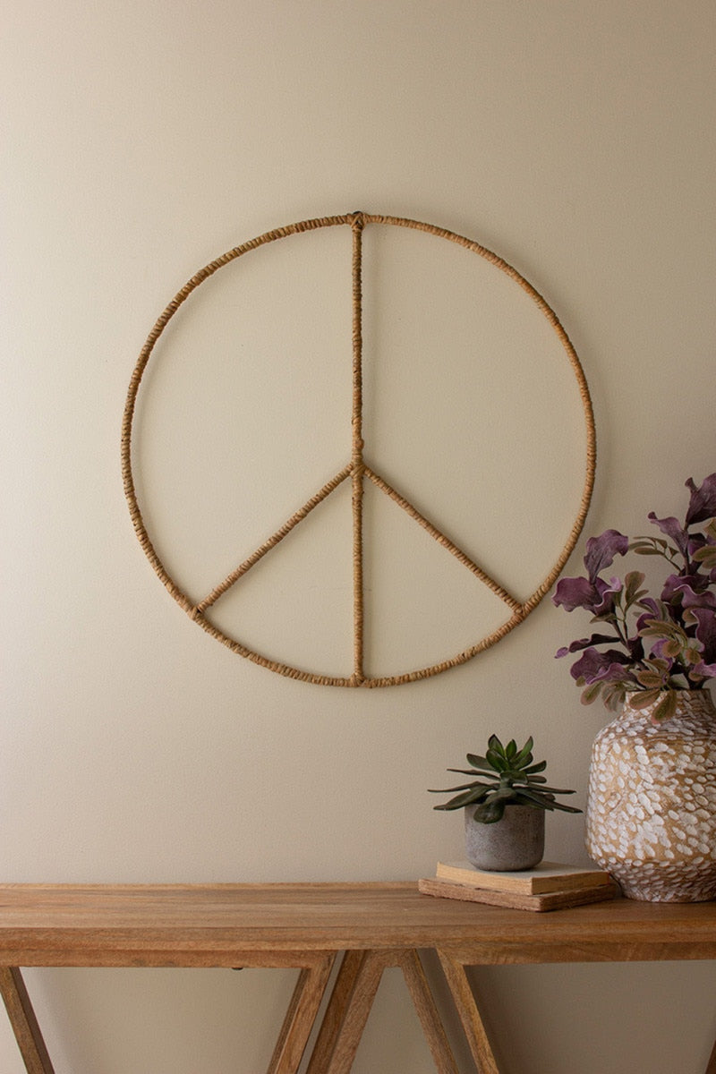 Seagrass Wall Peace Symbol – Natural and Iron Decor by Kalalou – Uber ...