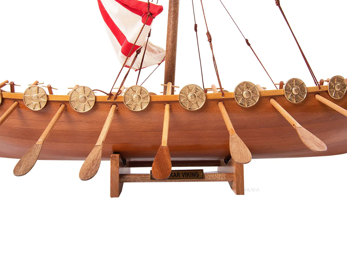 Drakkar Viking Combo – 20" H Wooden Ship Model and Embroidered Hat By ...
