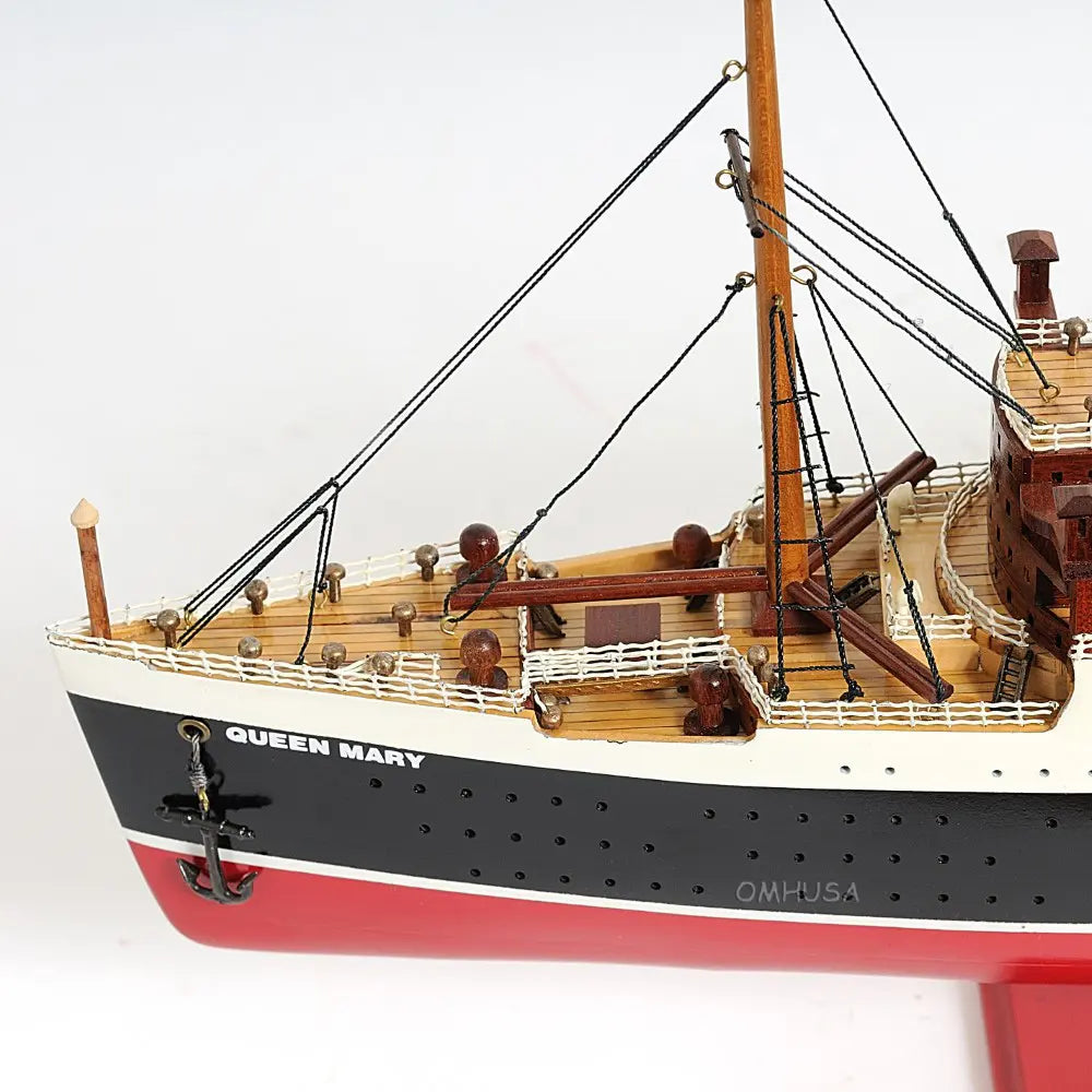 Queen Mary Large Ship Model & Display Case 15 Inch H – Handcrafted Woo ...