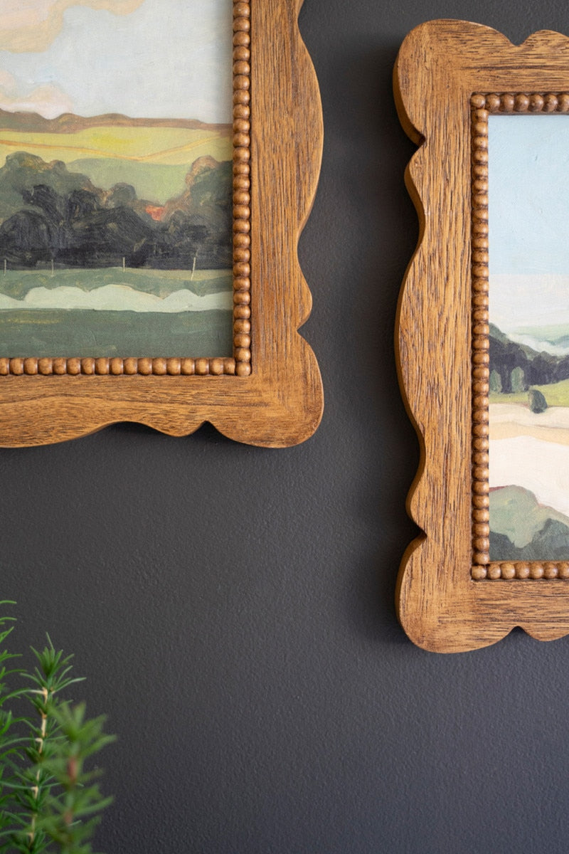 Set of Two Natural Wood Framed Landscape Acrylic Paintings by Kalalou ...