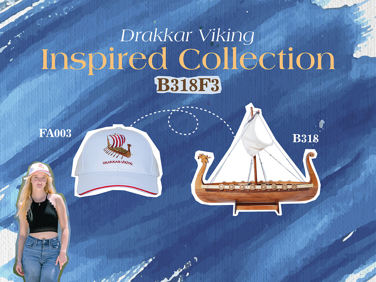 Drakkar Viking Combo – Collectible Ship and Hat – Wooden Model 12.5" B ...