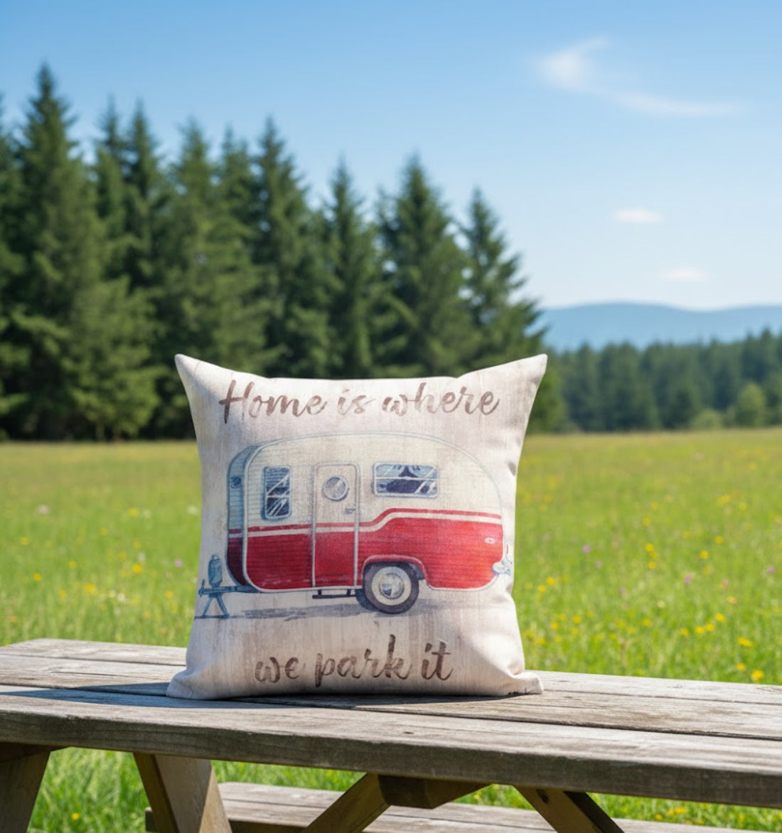 RV Camping Pillow –18 Inch Home Is Where We Park It by Manual Woodwork ...