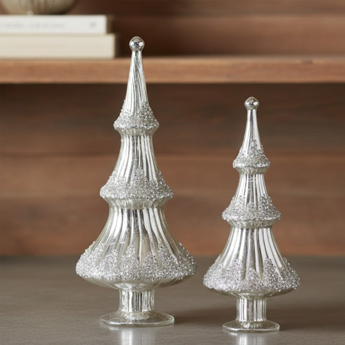 Christmas Tabletop Glass Trees with Beaded Detail by Melrose – Uber Bazaar