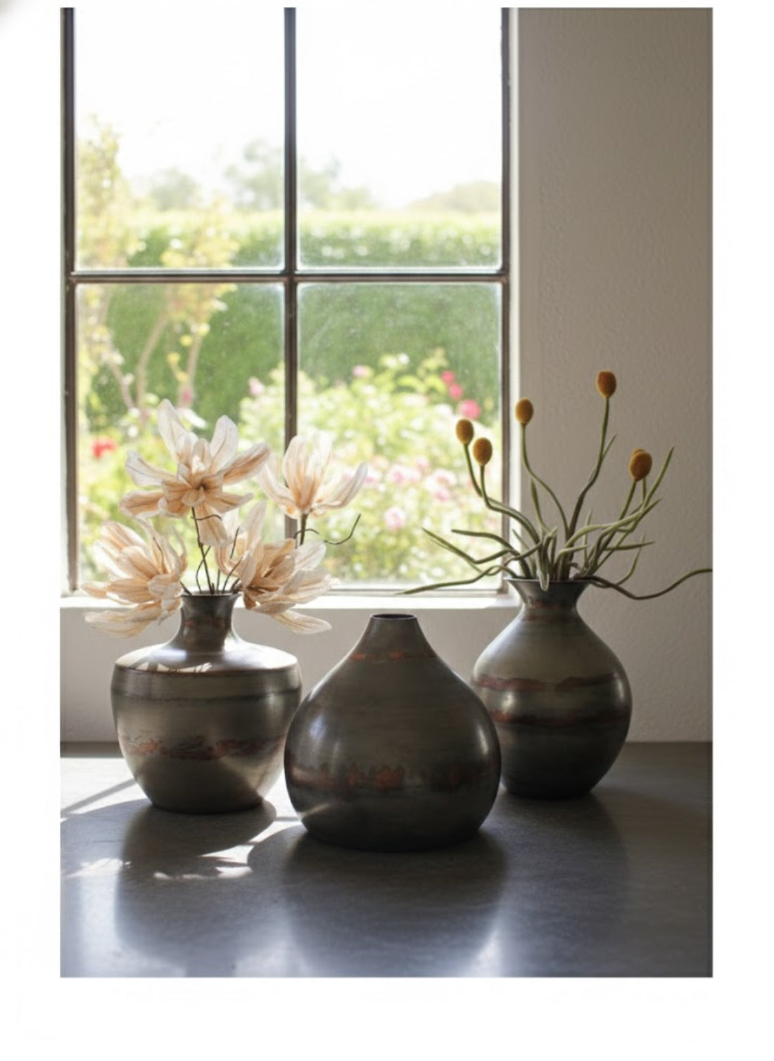 Sculptural Metal Vases with Copper Finish – Set of 3 ( 14.25") by Kala ...