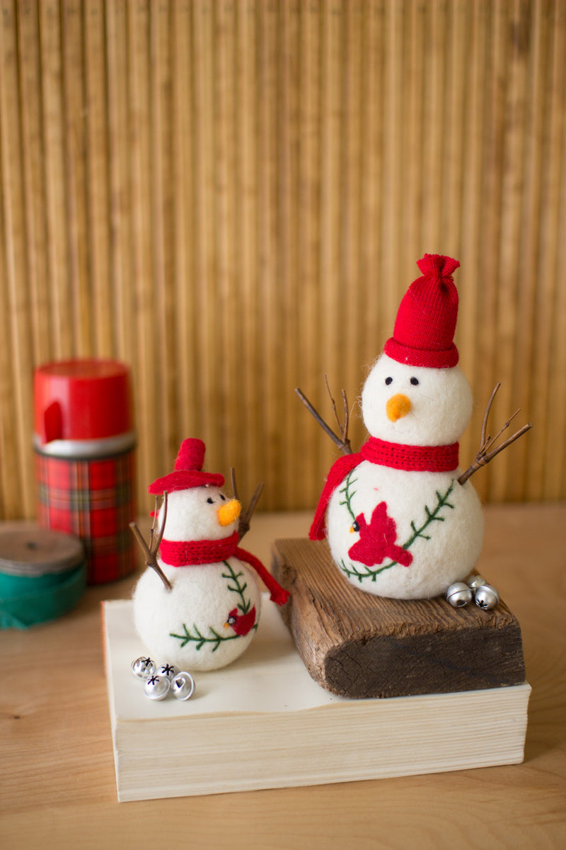 Kalalou CHB2186 Felt Christmas Snowmen with Red Birds – Uber Bazaar