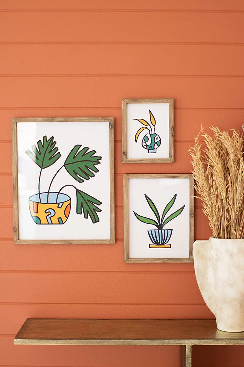 Kalalou CHH1363 Colorful Plant Prints Under Glass, Set of Three – Uber ...