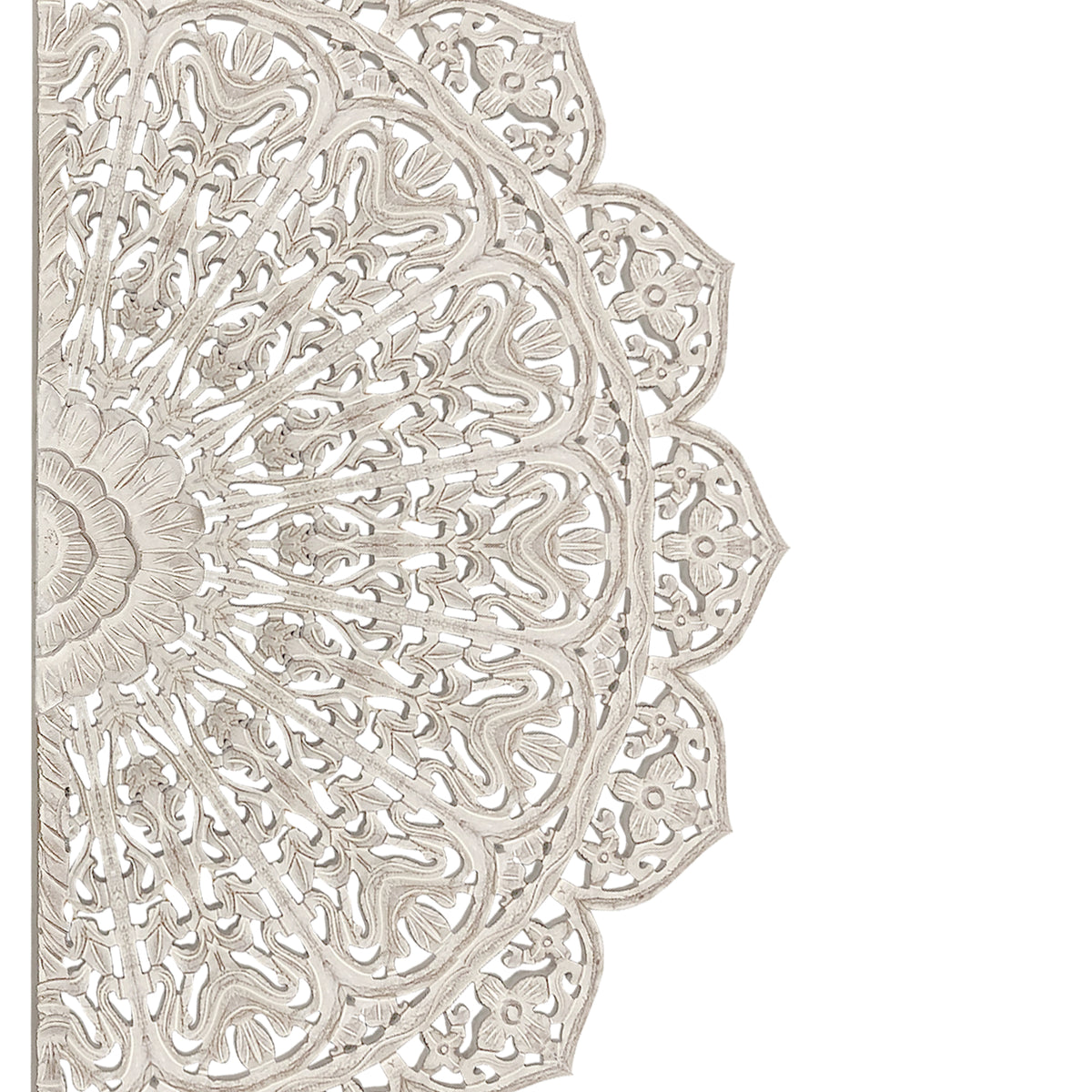 The Urban Port 48 inch Half Moon Hand Carved Floral Mango Wood Wall Pa ...