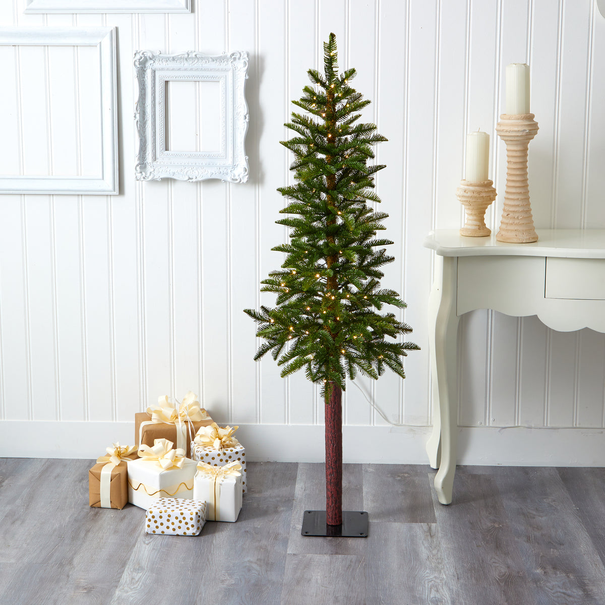 Nearly Natural 5`Alaskan Alpine Artificial Christmas Tree with 100 Cle ...