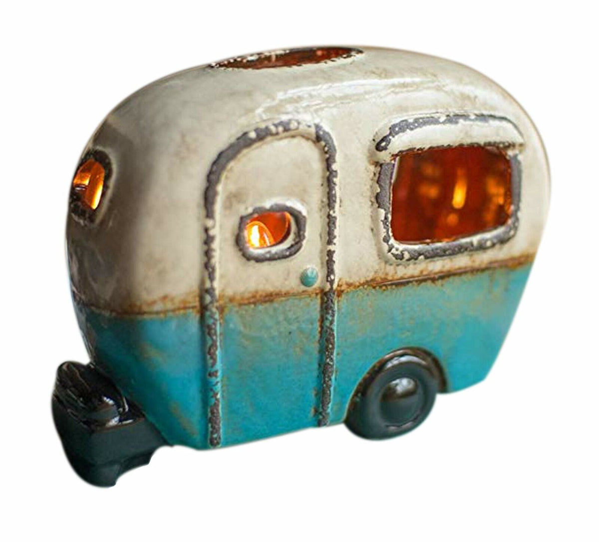 Ceramic Camper Lamp – 7.5"L Glazed Clay Night Light in Multi by Kalalo ...